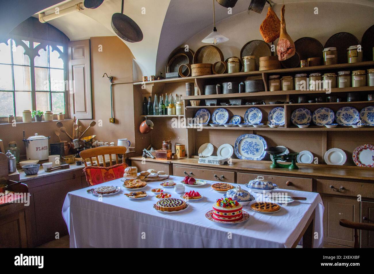 The pantry of the kitchen at Belvoir Castle, Leicestershire,UK Stock ...