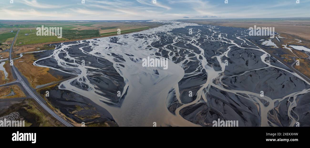 Aerial View of Intricate River Delta Patterns in Iceland's Landscape Stock Photo - Alamy