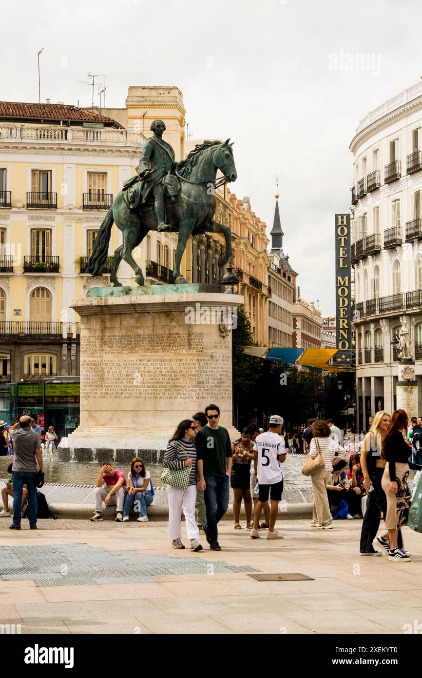 Carlos III or King Charles III Statue monument fountain in Gate of the ...