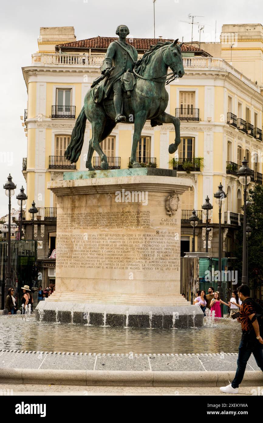 Carlos II or King Charles II Statue monument fountain in Gate of the ...