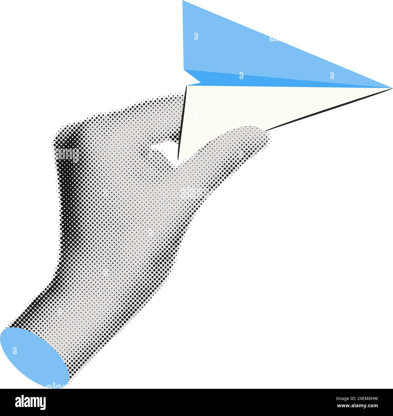 Halftone hand holding paper airplane collage vector illustration Stock ...