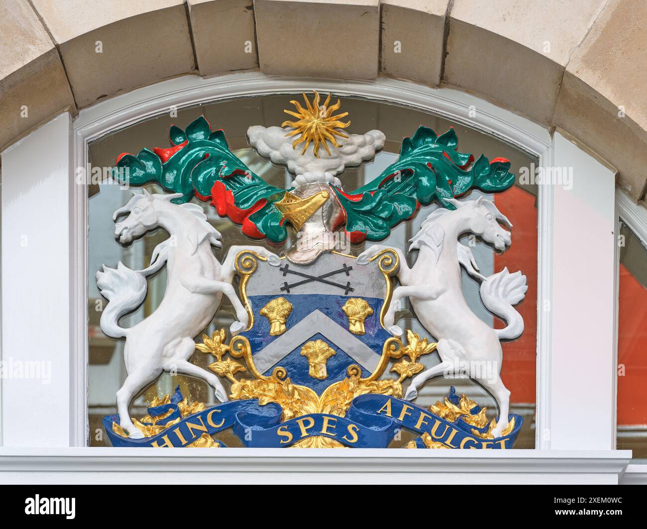 Coat of Arms on a wall at Innholders Hall, Dowgate Hill, London ...