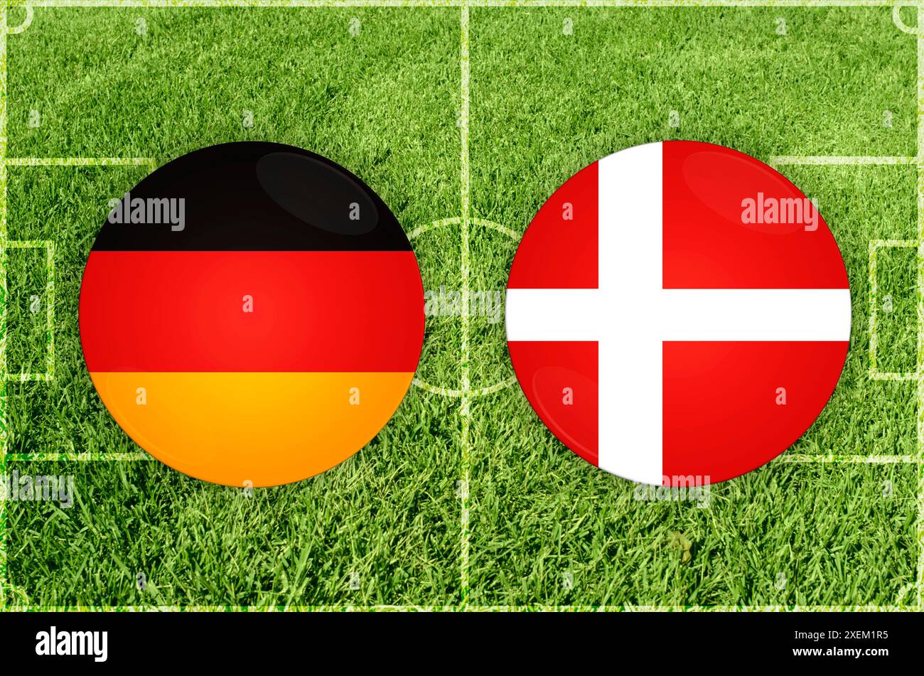 Illustration for Football match Germany vs Denmark Stock Photo - Alamy