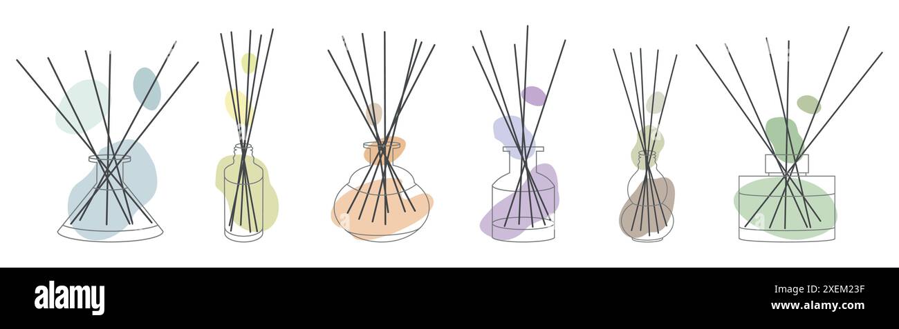 Set of aroma diffusers in jar with wooden Bamboo sticks for the home ...