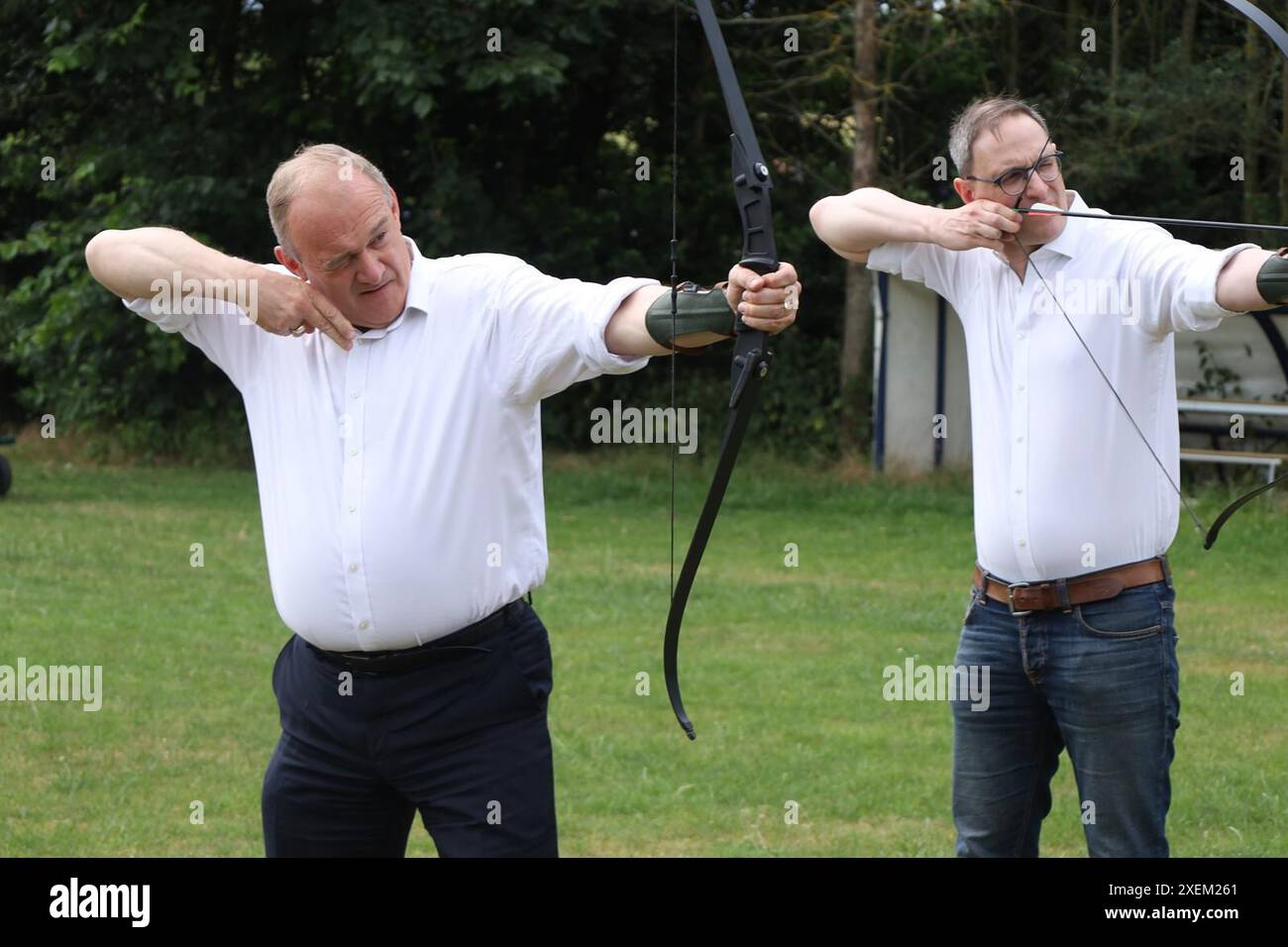 Liberal Democrat leader Sir Ed Davey and local parliamentary candidate ...
