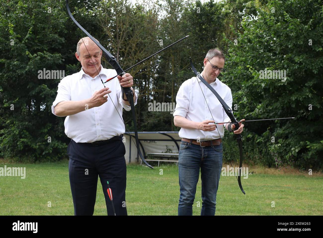 Liberal Democrat leader Sir Ed Davey and local parliamentary candidate ...