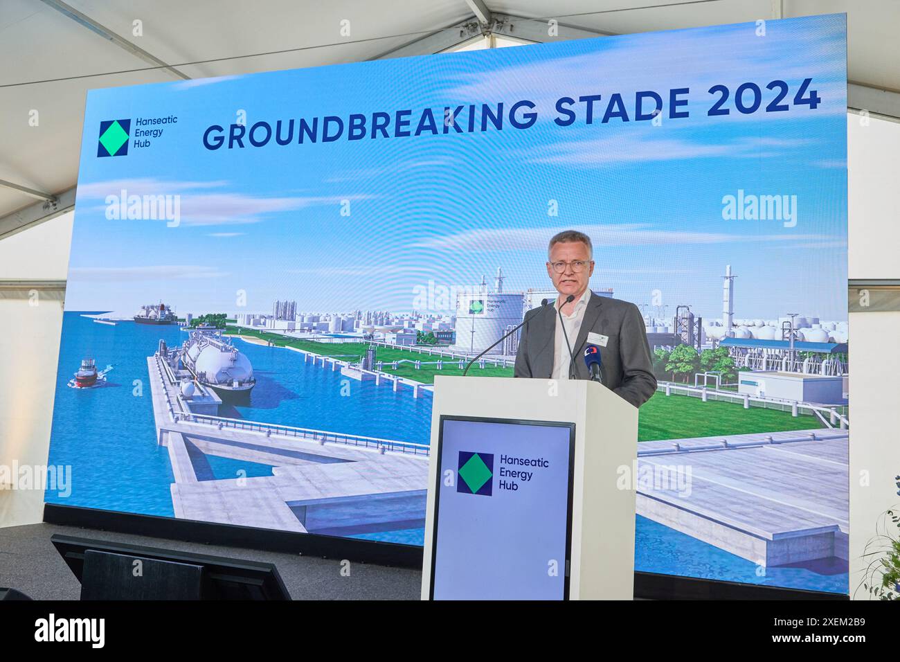 Stade, Germany. 28th June, 2024. Jan Themlitz, CEO Hanseatic Energy Hub ...