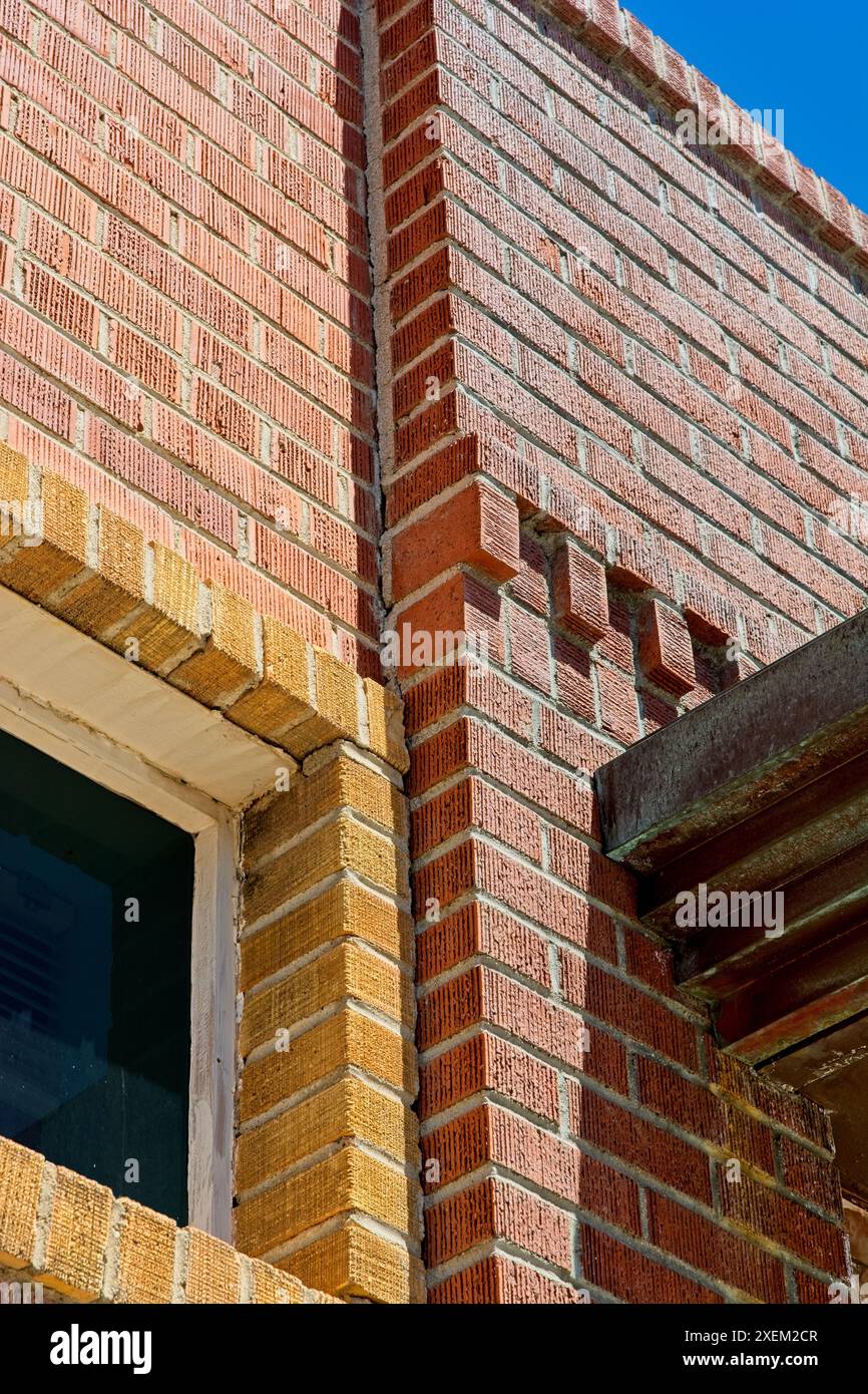 Brickwork detail on old buildings in downtown Prescott Arizona Stock ...