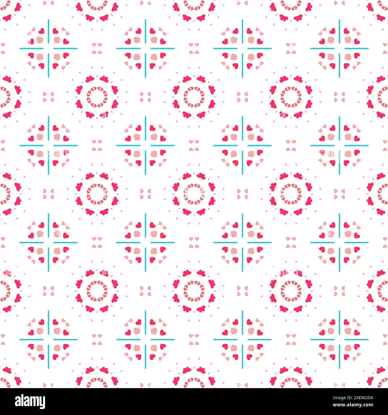 A geometric pattern with red and blue shapes creating a repetitive ...
