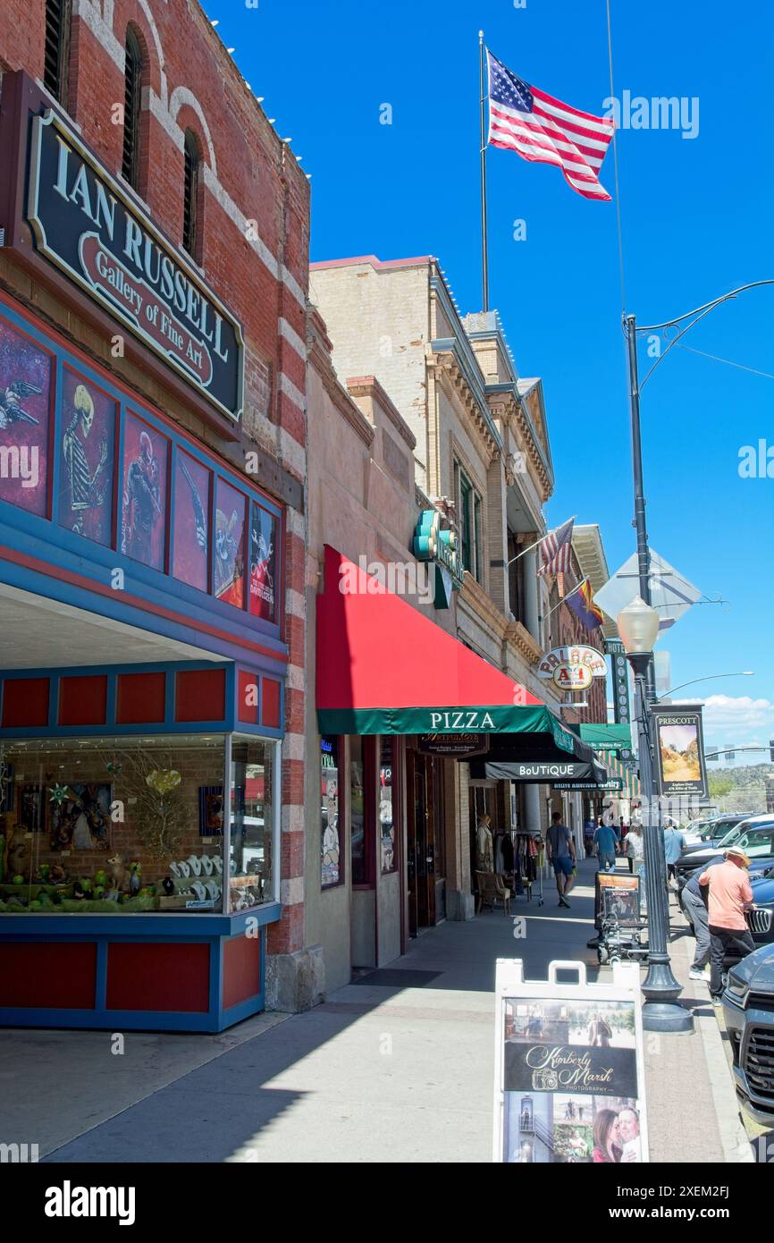 Row of galleries and saloons line Whiskey Row in downtown Prescott ...