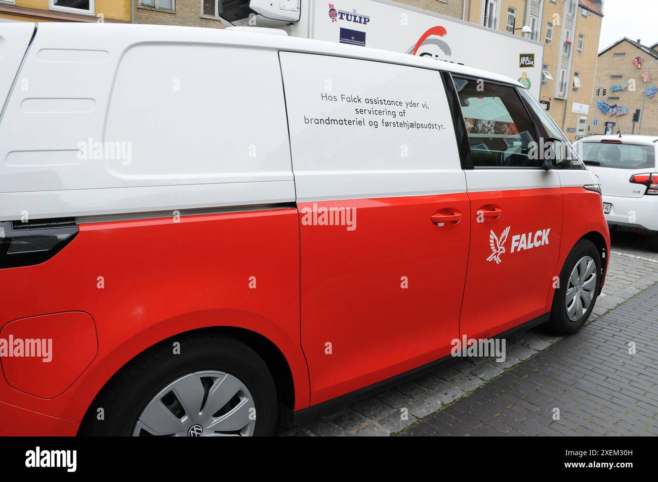Copenhagen/ Denmark/28 JUNE 2024/Falck ambulance in danih capital ...