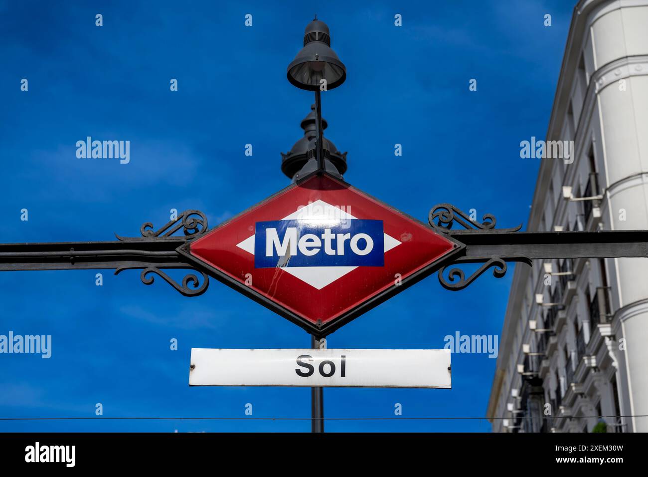 Sol metro station sign in Puerta del Sol, Madrid; Madrid, Spain Stock ...