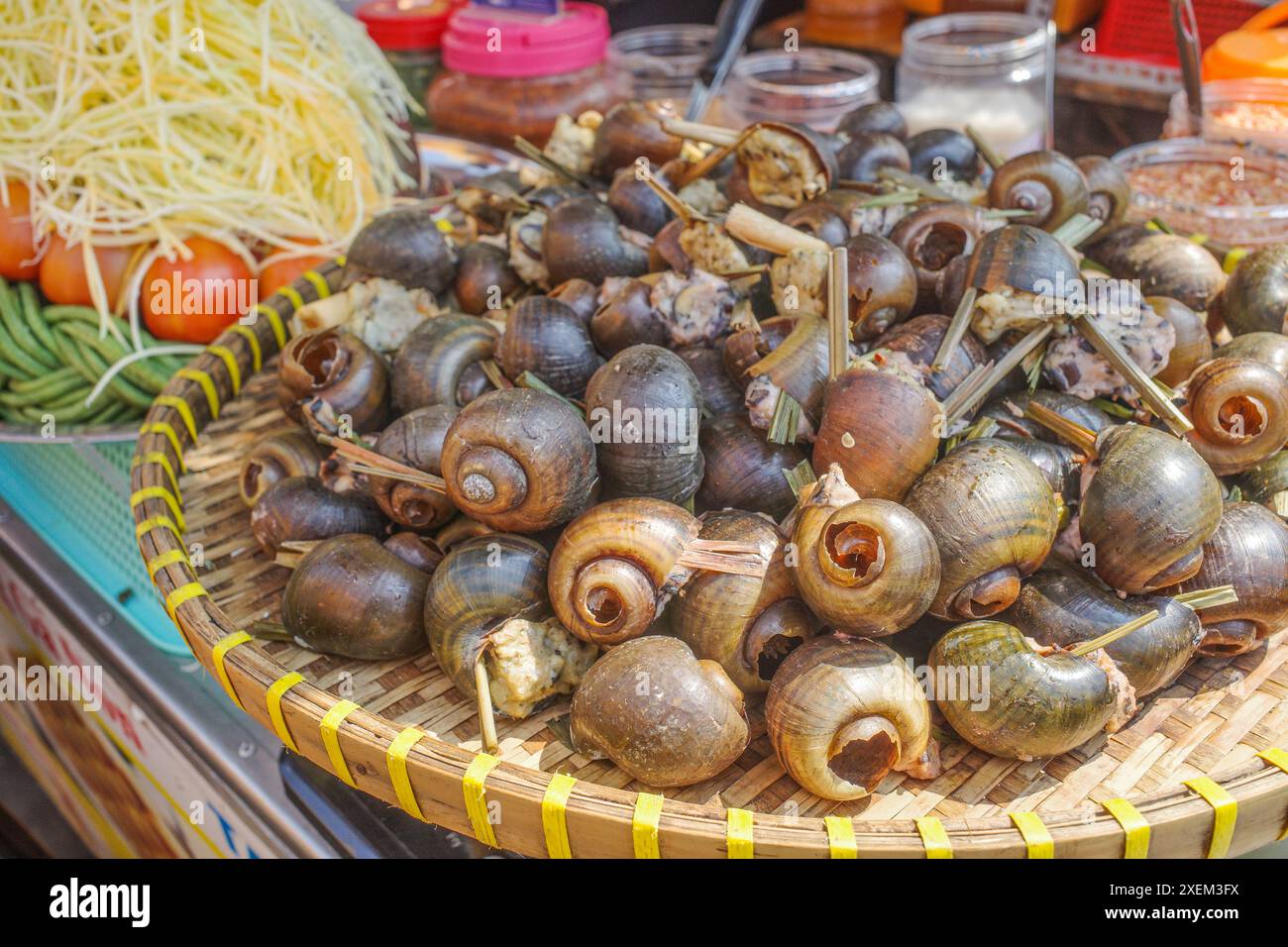 Ho Chi Minh City, Vietnam - 3 Feb, 2024: Snails on sale at a food stall ...