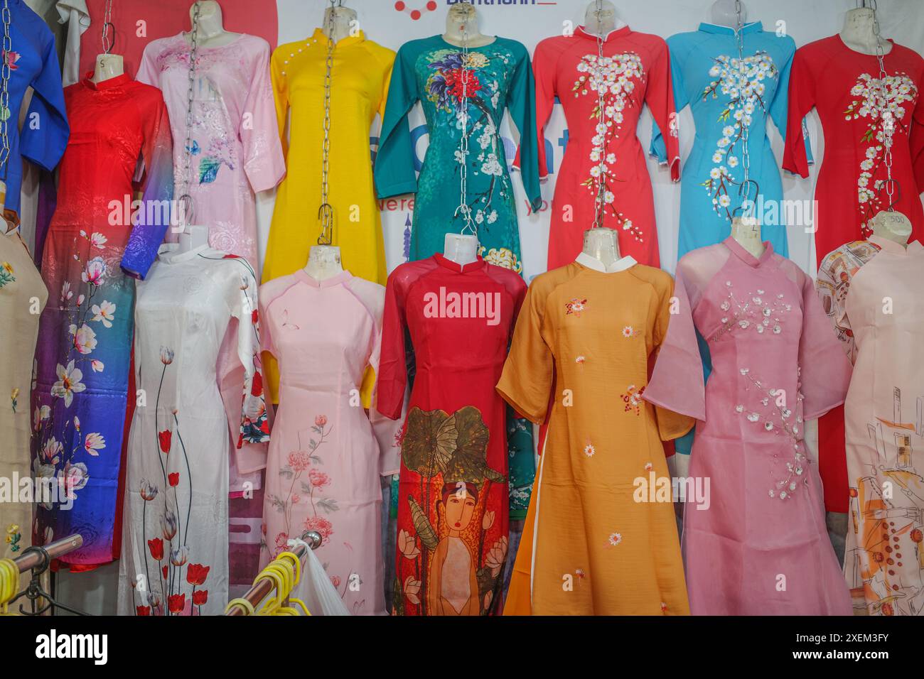 Ho Chi Minh City, Vietnam - 2 Feb, 2024: Dress Stall at the Ben Thanh ...