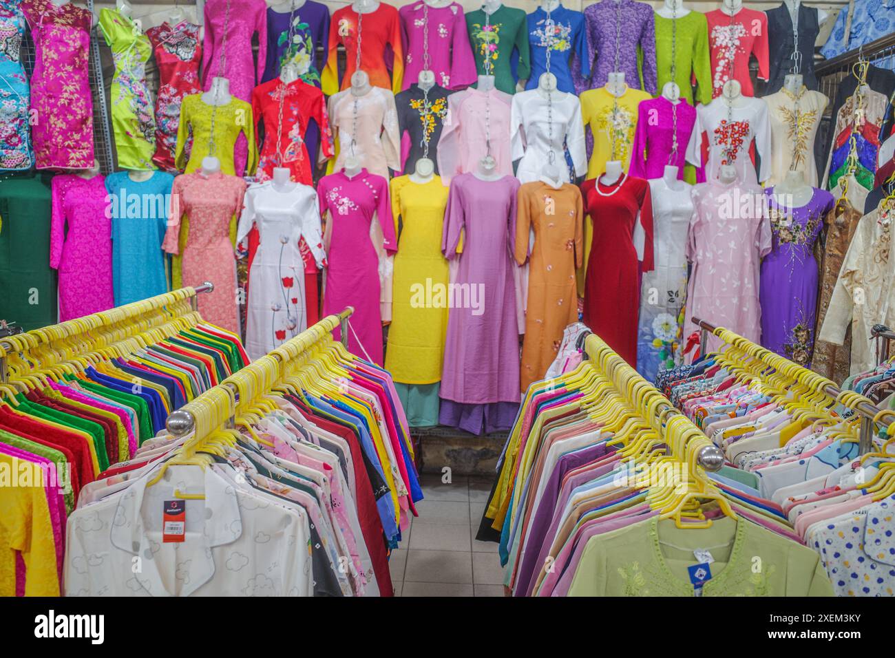 Ho Chi Minh City, Vietnam - 2 Feb, 2024: Dress Stall at the Ben Thanh ...