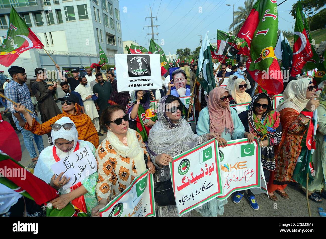 Activists of Tehreek-e-Insaf (PTI) are holding protest demonstration ...