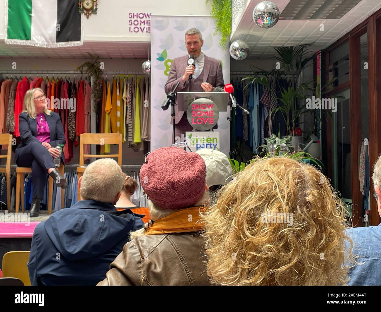 Green Party Northern Ireland leader Mal O'Hara (right) addresses the ...
