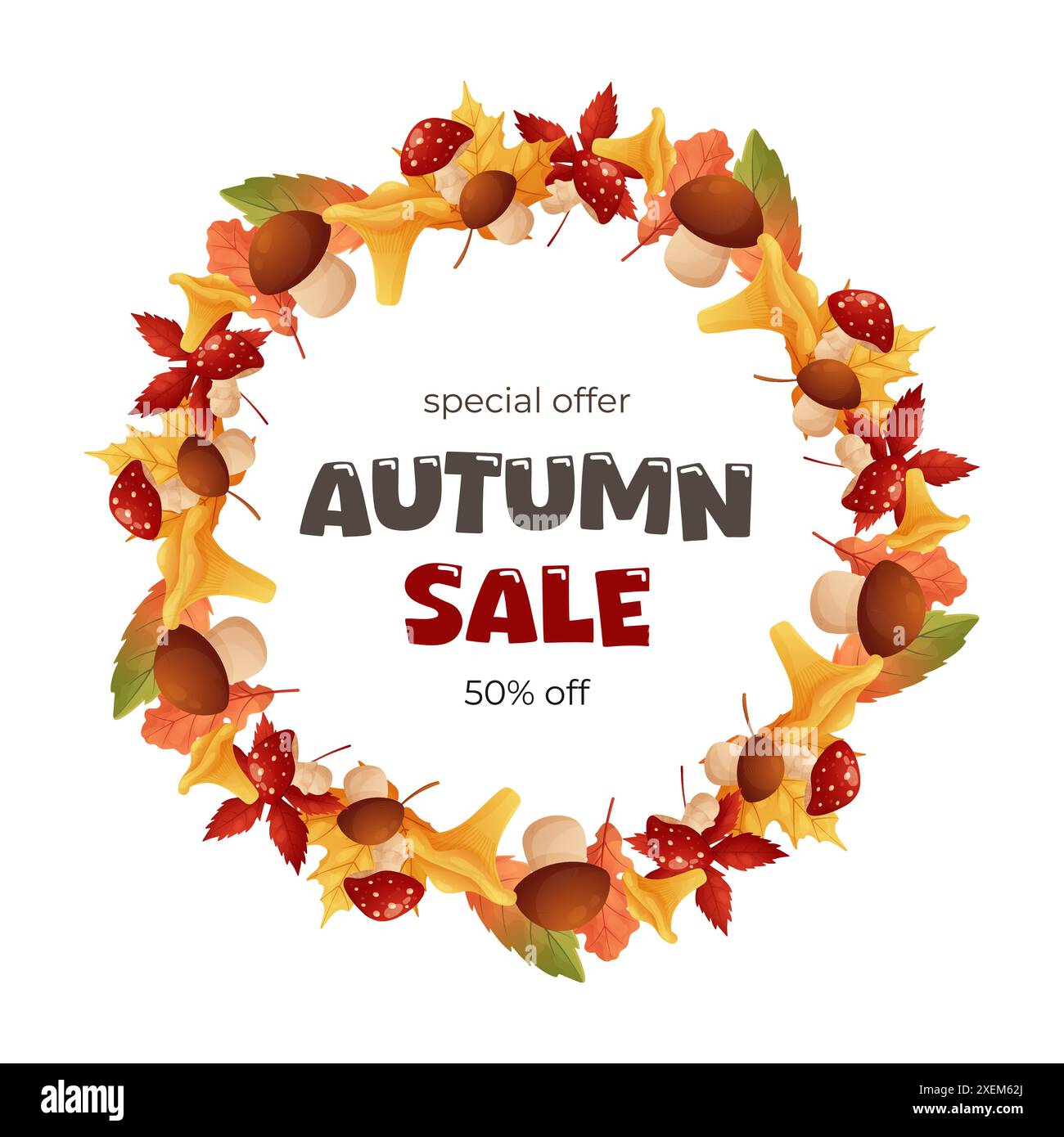 Fall banner, discount frame. Sale. On white isolated background. vector ...