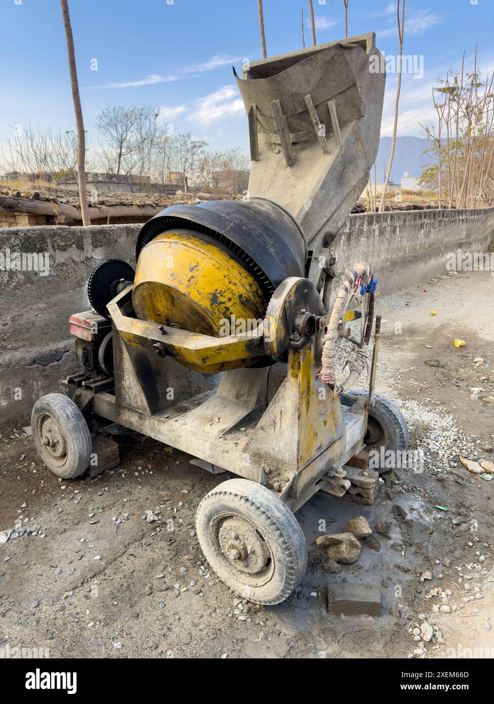 Rustic Concrete Mixer on Construction Site Stock Photo - Alamy