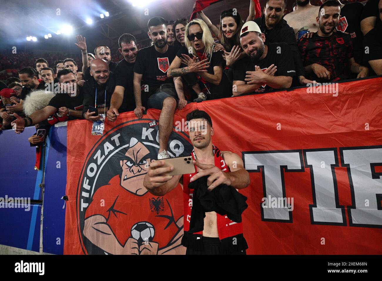 DUSSELDORF, GERMANY - JUNE 24: Berat Djimsiti of Albania poses for a ...