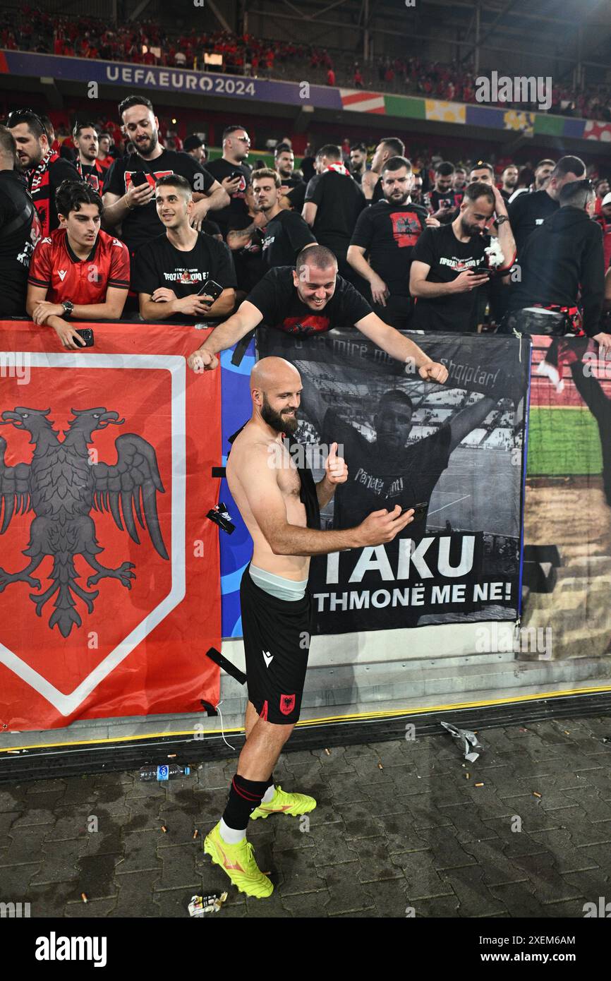 DUSSELDORF, GERMANY - JUNE 24: Arlind Ajeti of Albania poses for a ...