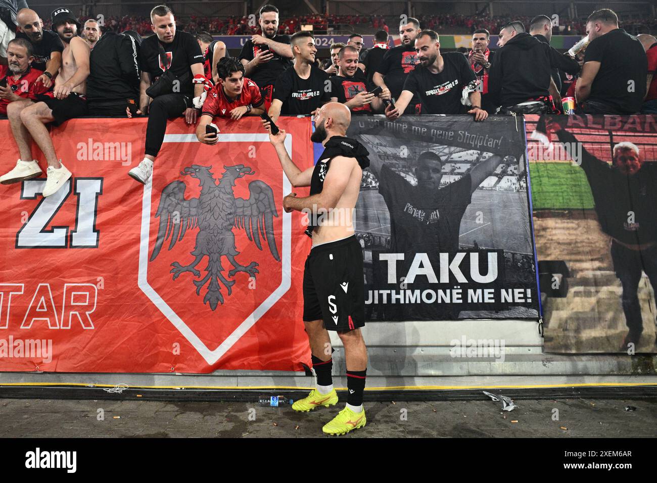 DUSSELDORF, GERMANY - JUNE 24: Arlind Ajeti of Albania poses for a ...