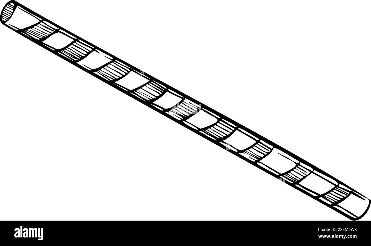 Striped Cocktail Tube vector illustration. Linear drawing of element ...
