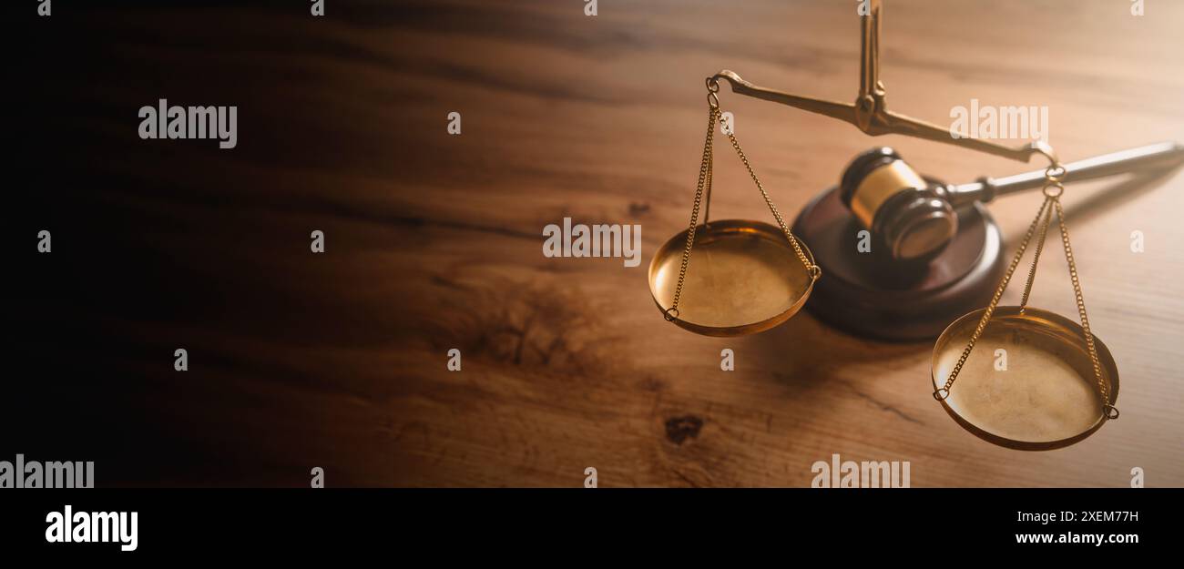 Scales of Justice, law concept with wooden gavel and scale Stock Photo ...