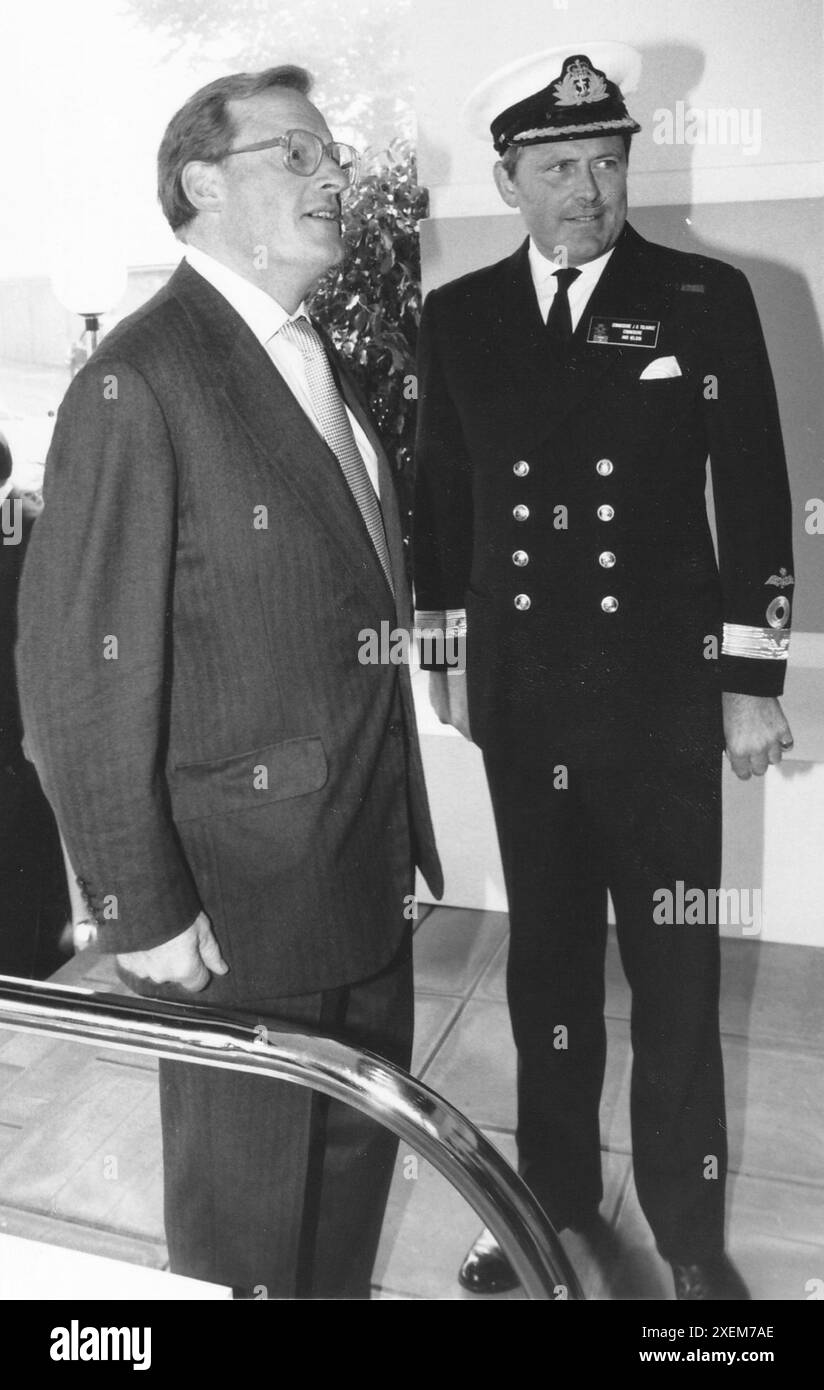 SECRETAY OF STATE FOR DEFENCE TOM KING AND COMMODORE HMS NELSON, JOHN ...