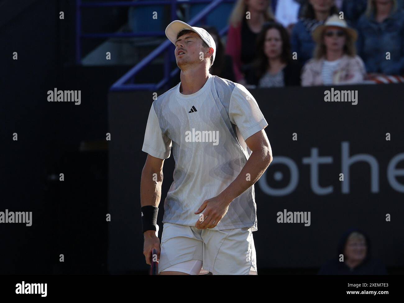 Billy Harris reacts after losing a point to Max Purcell (not pictured ...