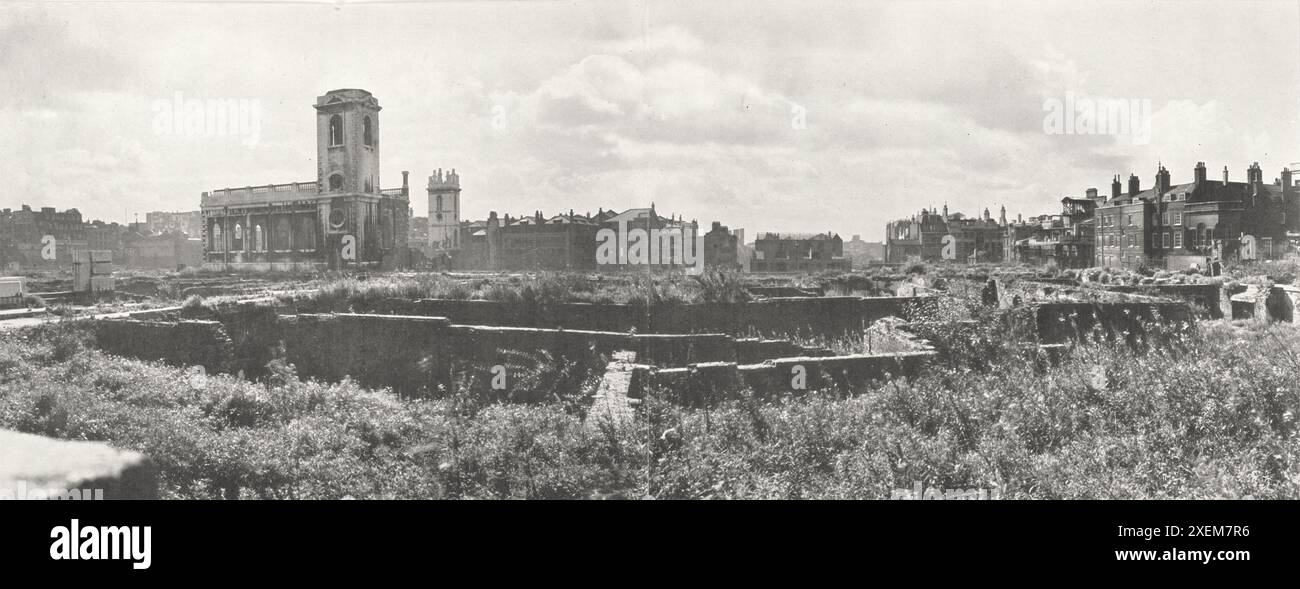 City of London Blitz bomb damage. Panorama from Cannon Street. St ...