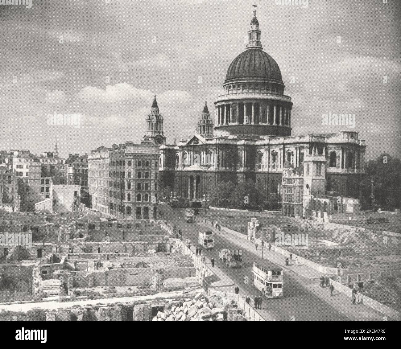 City of London Blitz bomb damage. St. Paul's Cathedral view from the ...