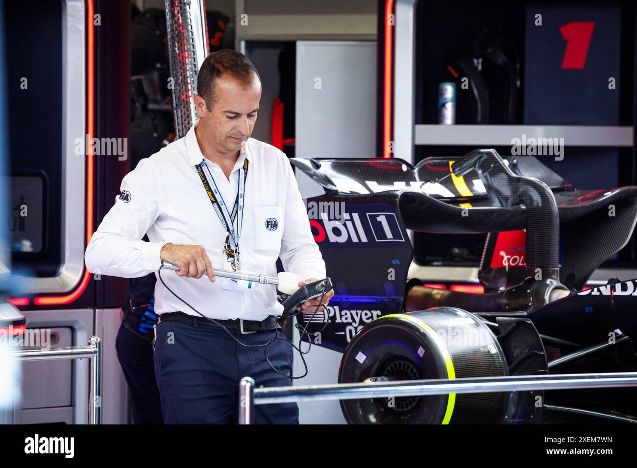 FIA scrutineers at Red Bull Racing during the Formula 1 Qatar Airways ...