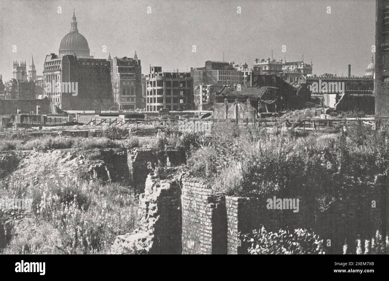 City of London Blitz bomb damage. Panorama from left St Alban, St ...