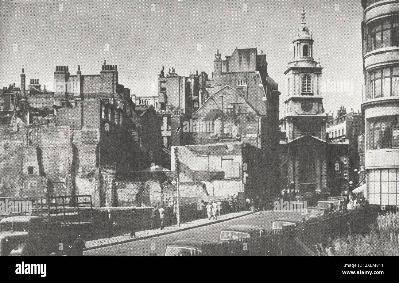 City of London Blitz bomb damage. Looking across Houndsditch towards St ...