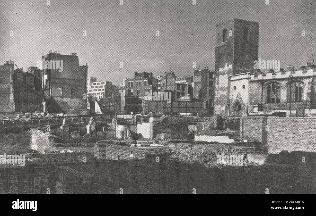 City of London Blitz bomb damage. All Hallows-by-the-Tower and the foot ...