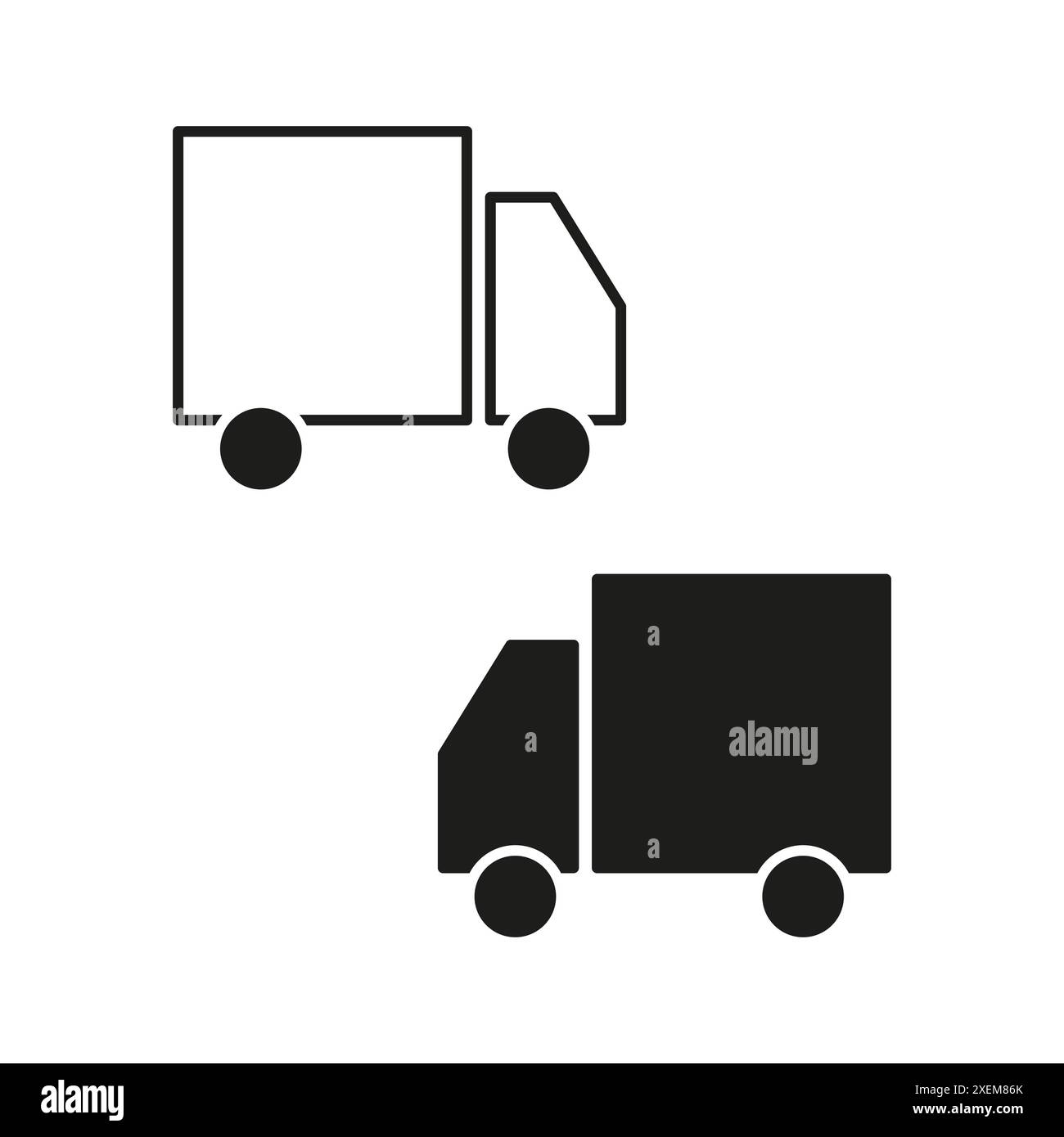 Delivery truck icons. Black silhouette vehicles. Shipping and logistics ...