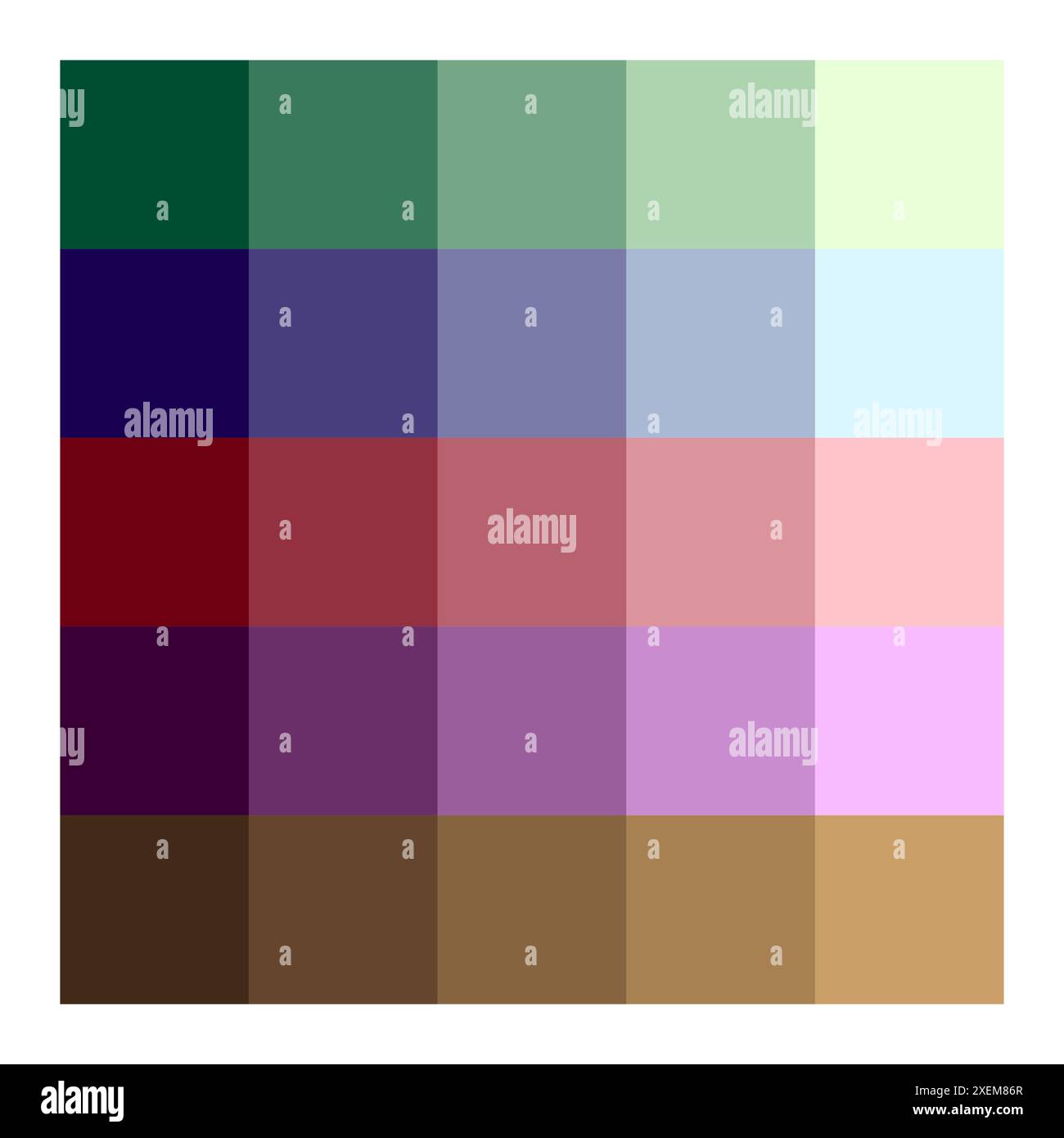 Color gradient squares. Grid pattern display. Various shades presented ...