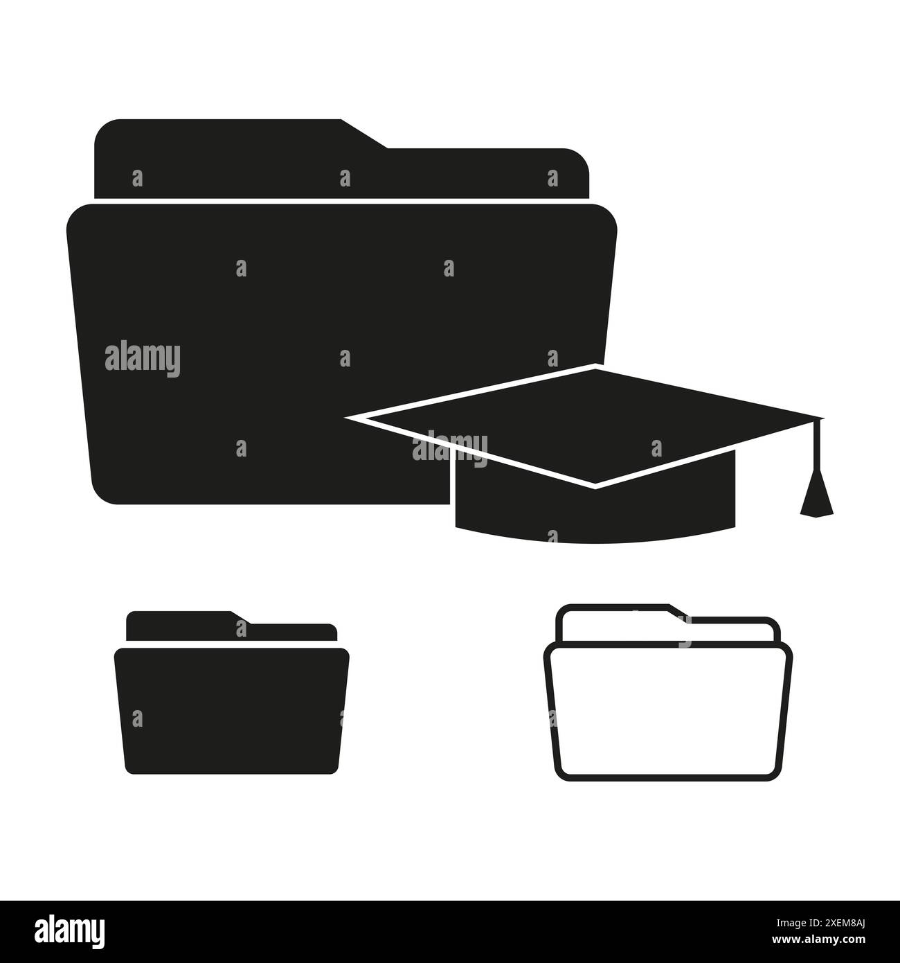 Education file icon. Graduation cap symbol. Academic document folder ...