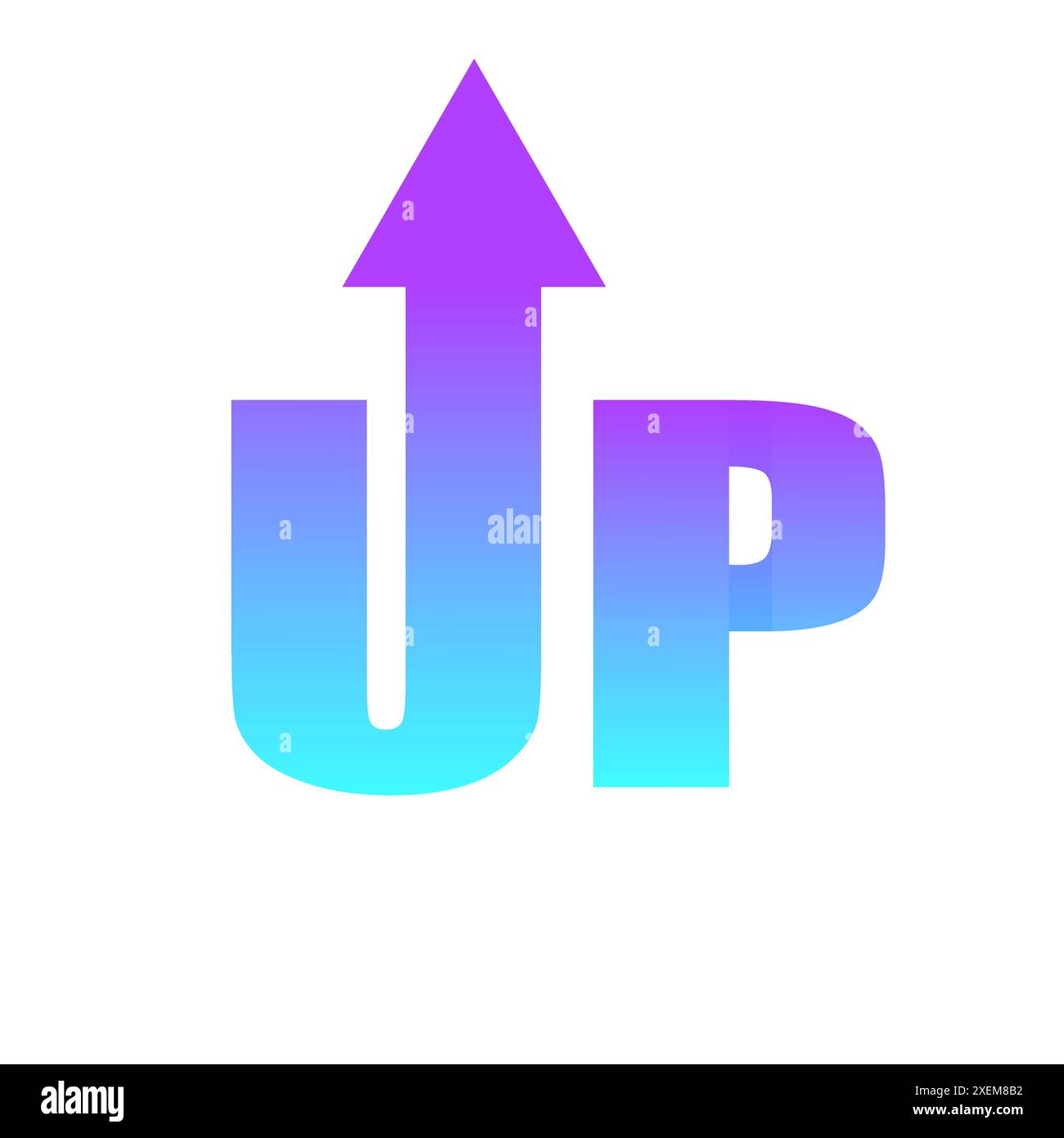 Up arrow graphic. Gradient purple blue. Letter U and P. Isolated vector ...