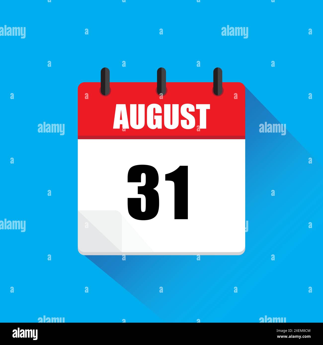 August calendar icon. Date number thirty one. Red and white design ...