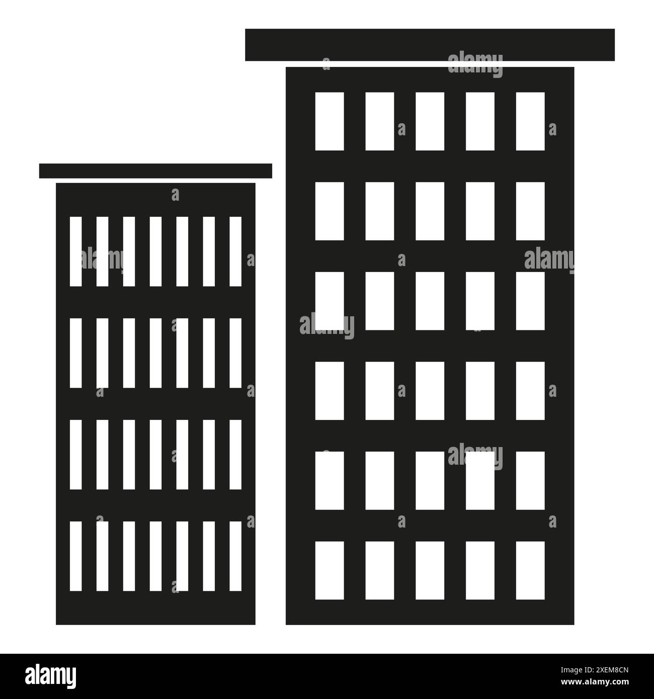 Skyscraper building icons. Modern city architecture. Black silhouette ...