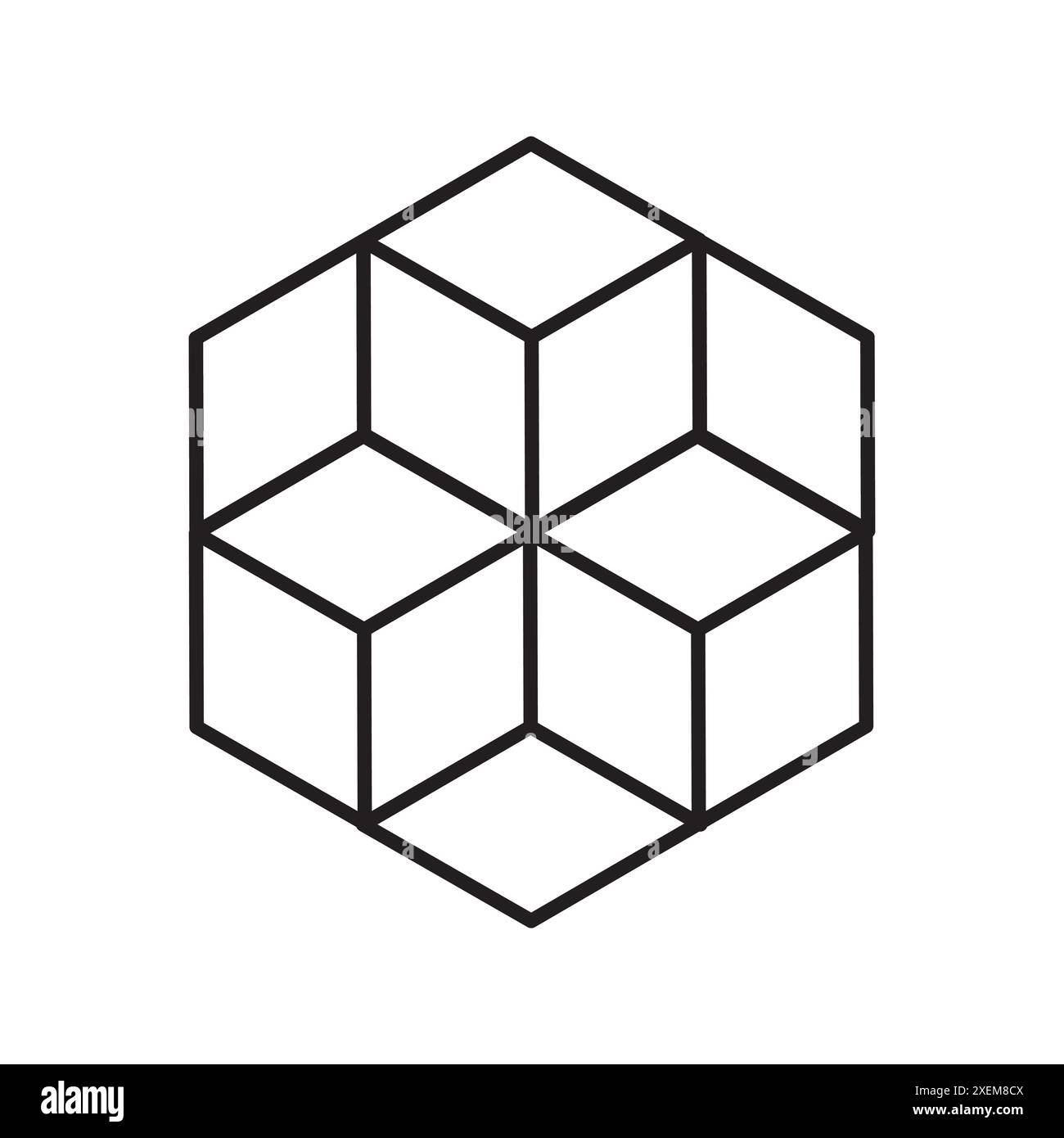 Geometric cube design. Black outline vector. Minimalistic line art ...