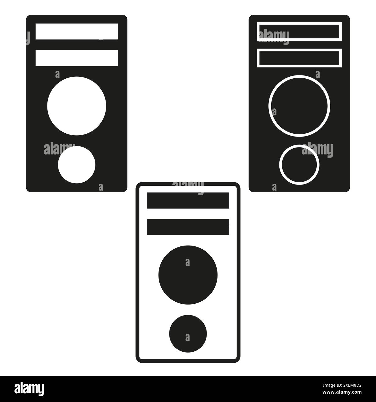 Speaker icon set. Audio system symbols. Vector graphic illustration ...
