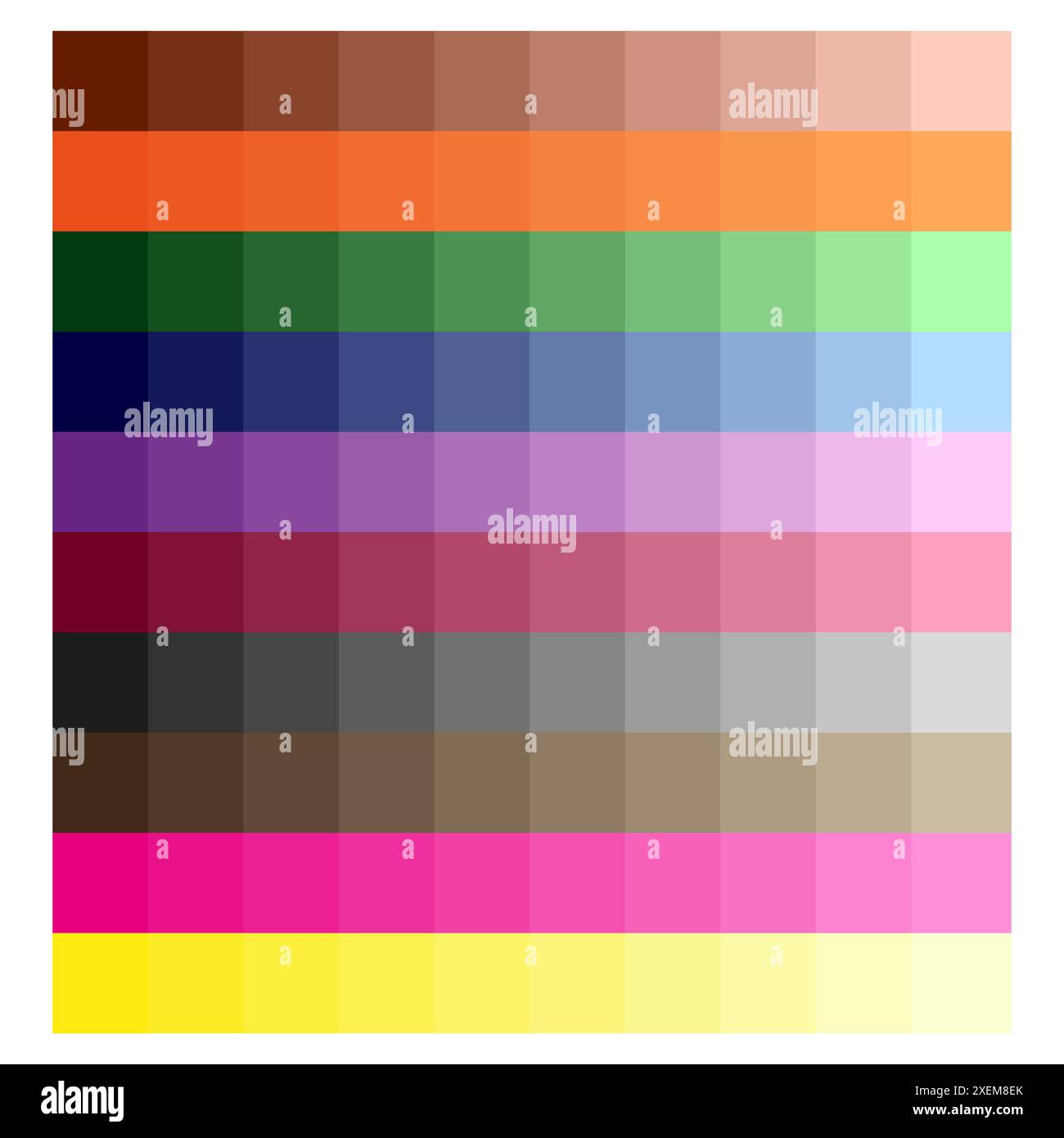 Color palette grid. Multicolor gradient blocks. Rainbow spectrum chart ...