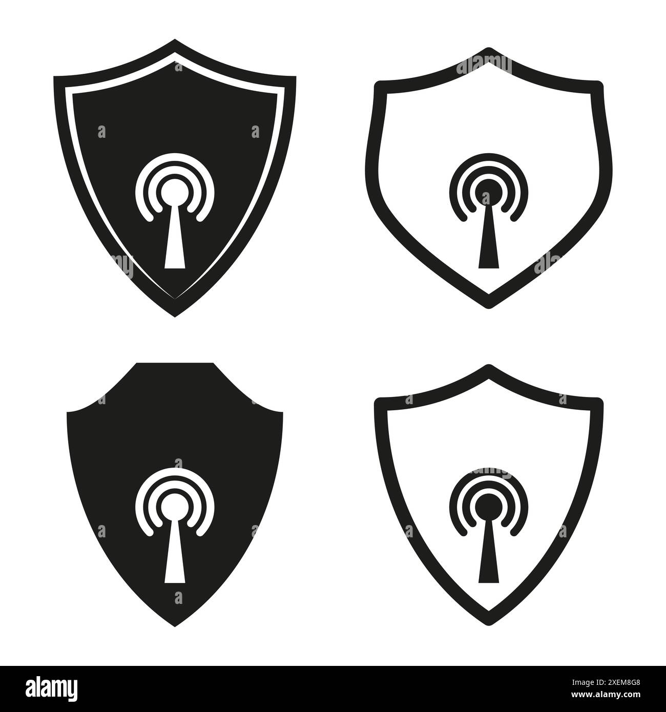 Shield With Signal Wi Fi Symbol Vector Security Icon Wireless Connection Emblem Stock Vector