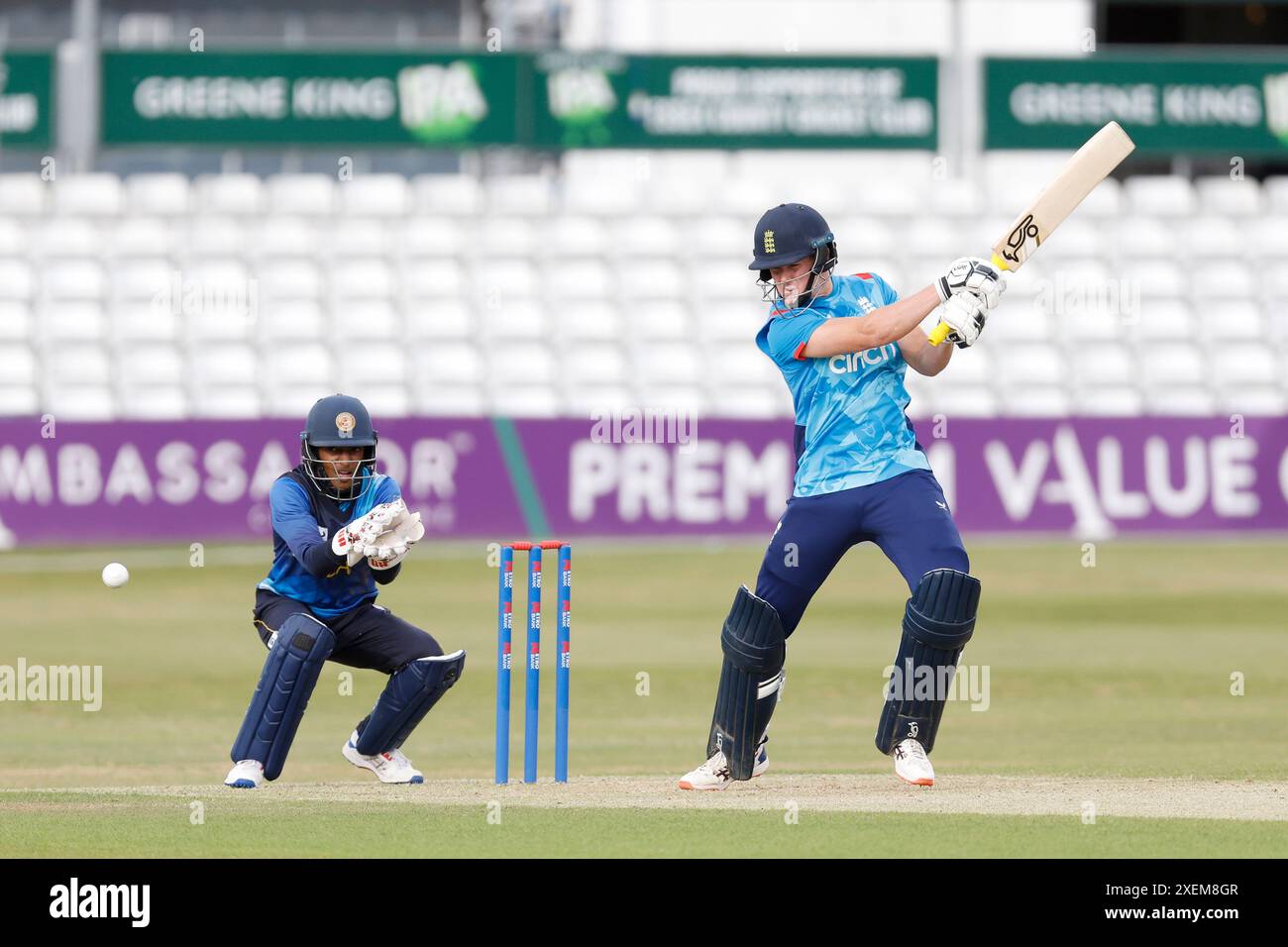 England's Charlie Allison (right) batting during the first Youth One ...