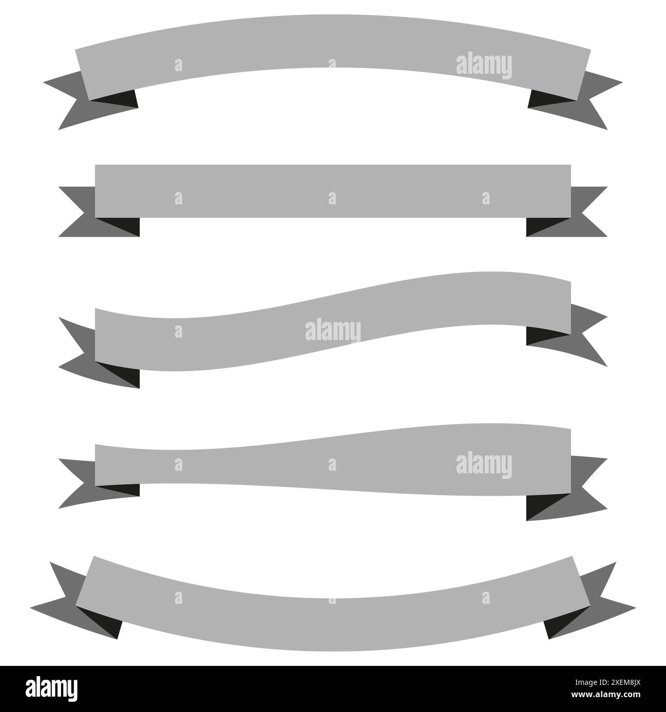 Banner ribbons set. Grey tones. Various shapes. Vector illustration ...