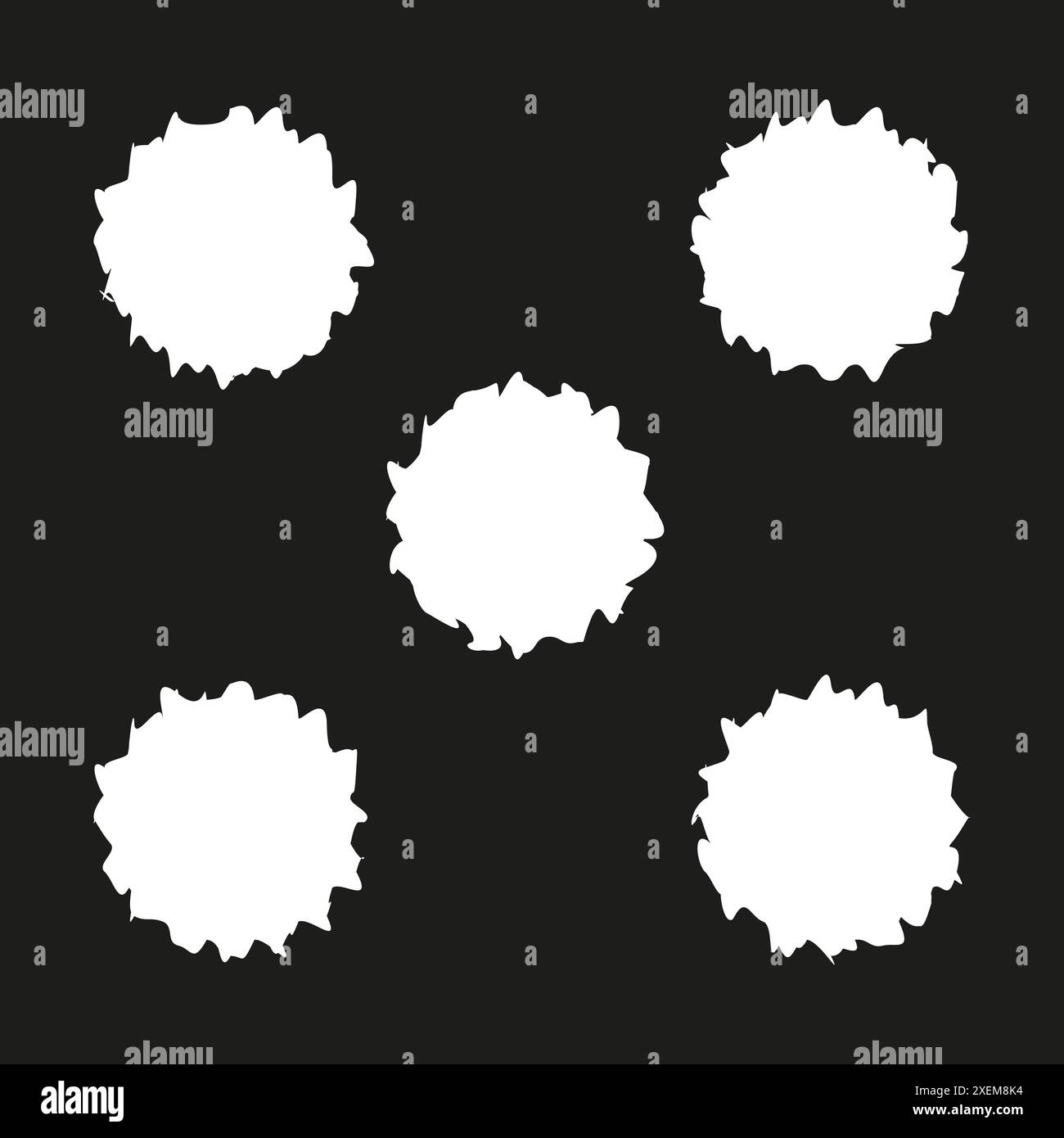 Abstract jagged shapes in a pattern. White on black background ...