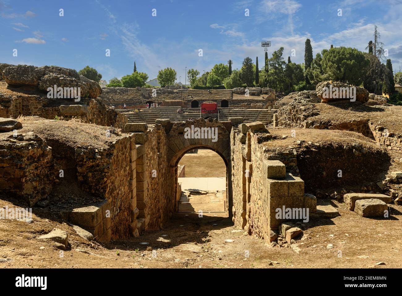 The well-preserved ancient Roman amphitheater in Merida, Spain ...